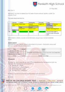 Boosters Letter Week 2 - Penketh High School