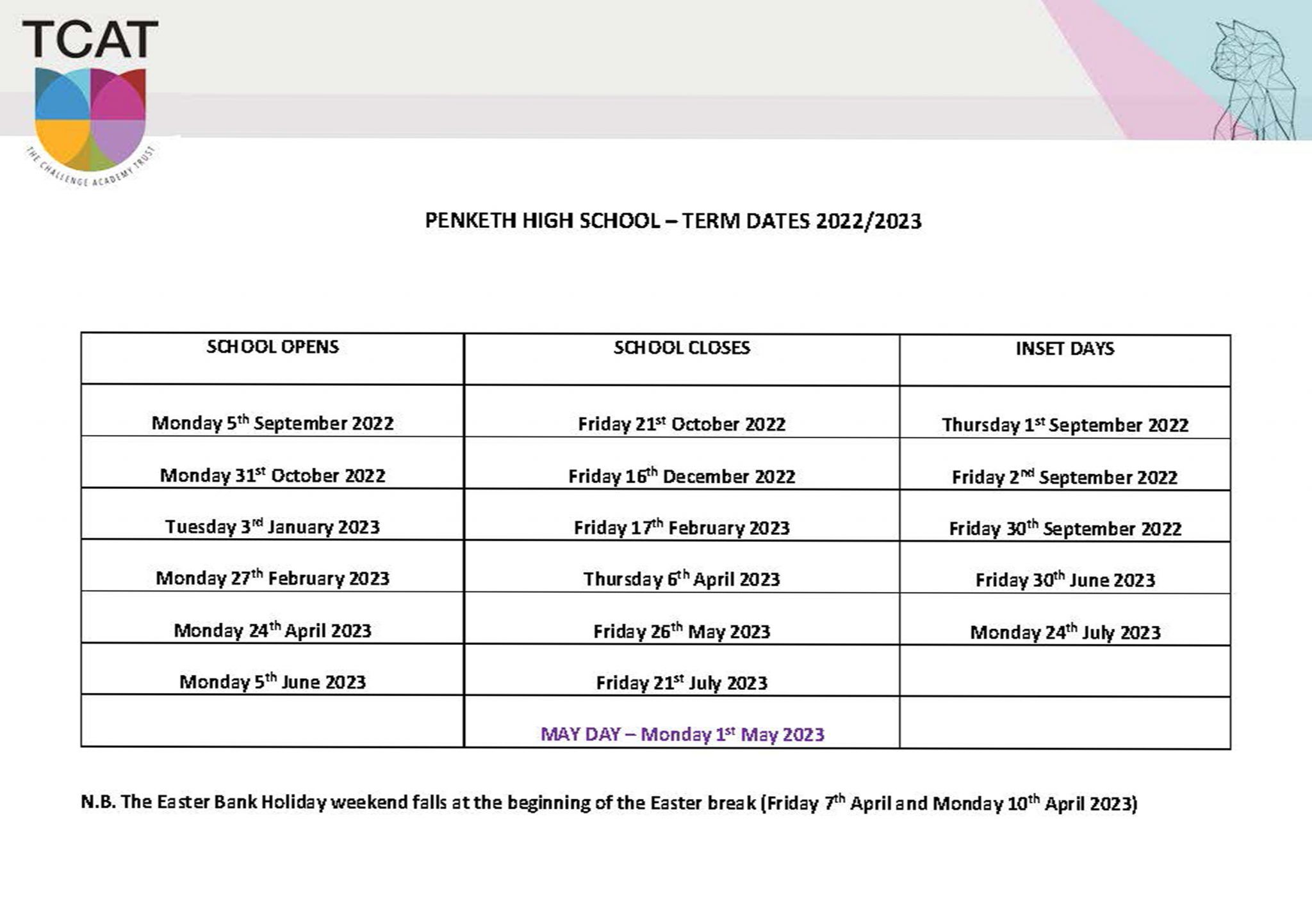 Term Dates - Penketh High School